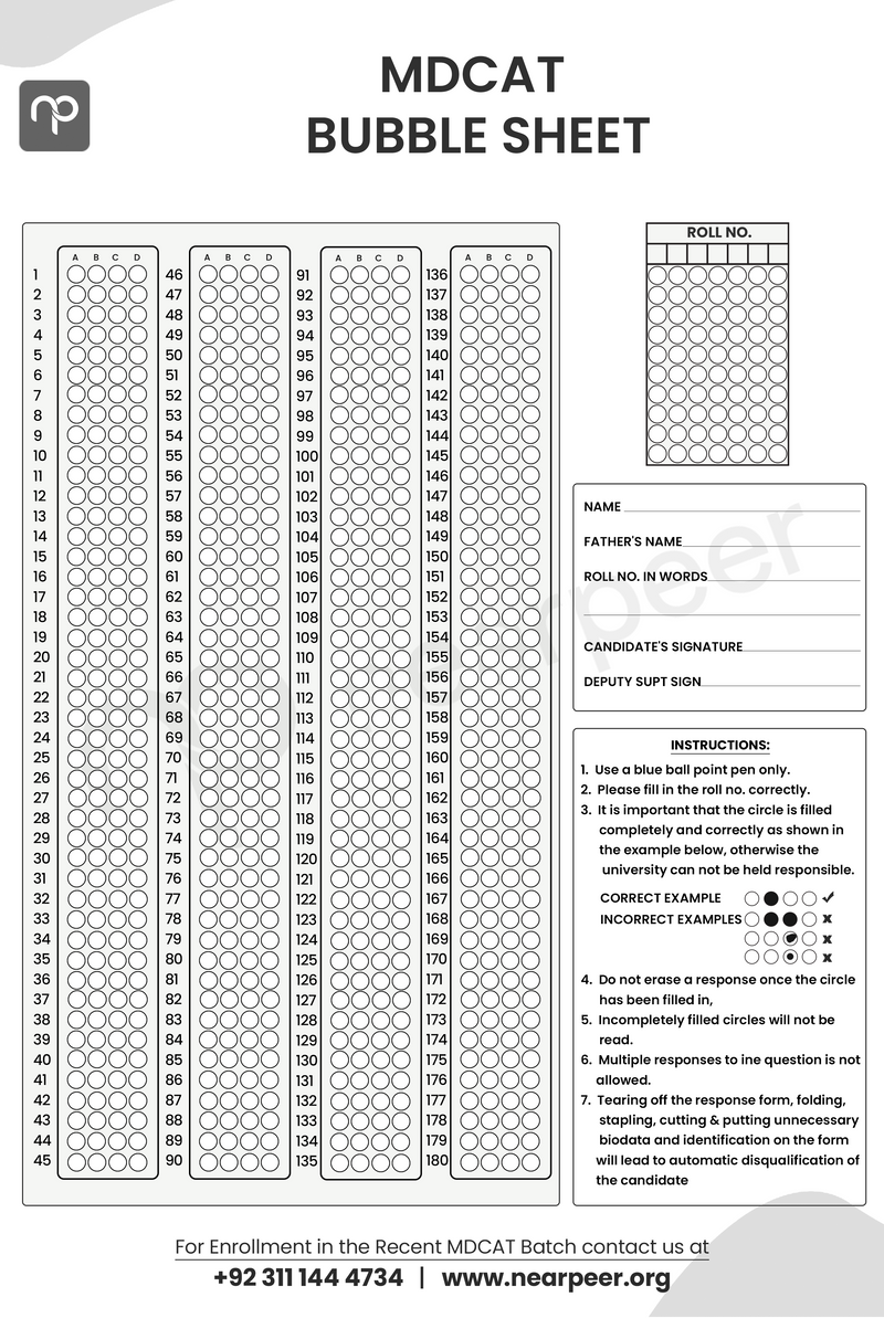 Buy MDCAT Bubble Sheet Booklet for Test Preparation 2026 - Online Books ...